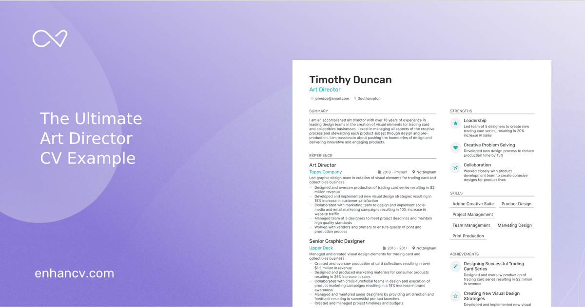 3 Art Director CV Examples for 2023