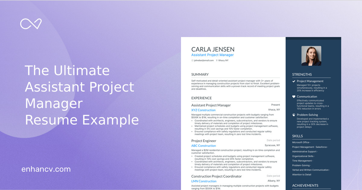 5 Assistant Project Manager Resume Examples Guide For 2023