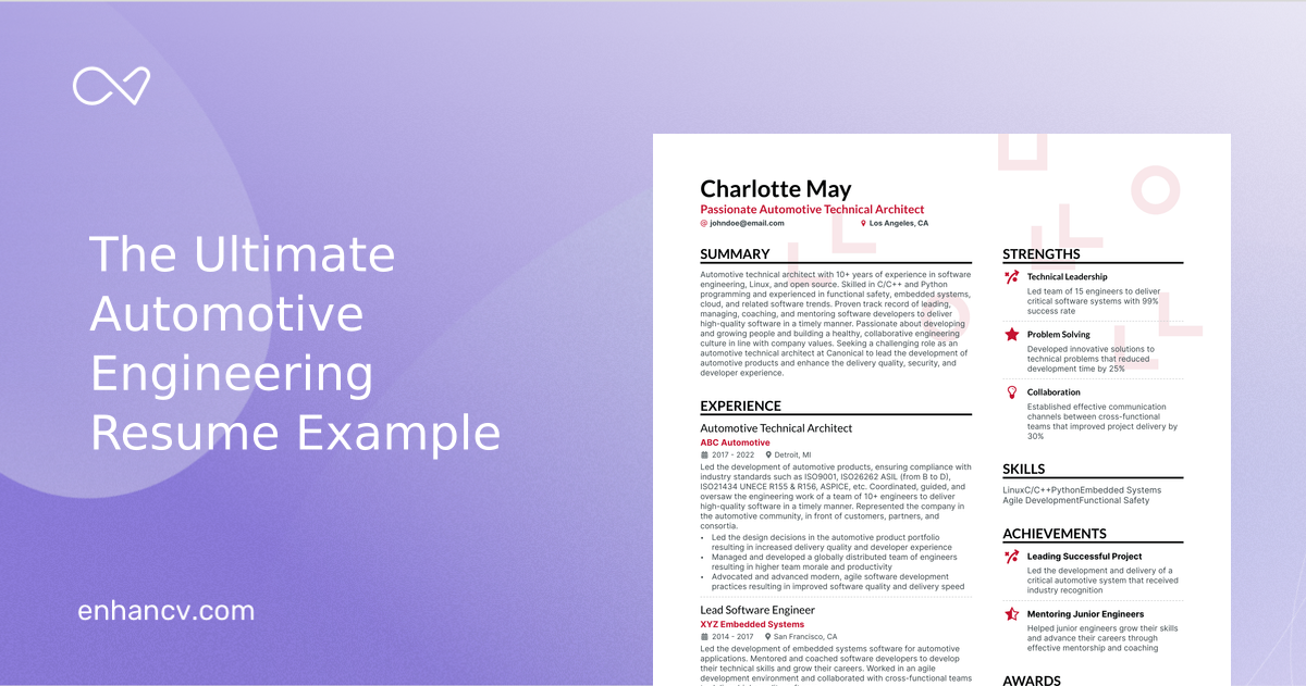 5 Automotive Engineering Resume Examples & Guide for 2023
