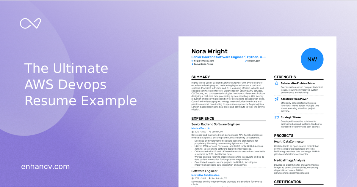 5 AWS Devops Resume Examples & Guide for 2023