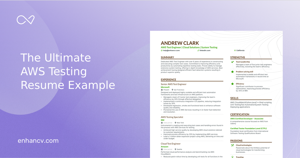 5 AWS Testing Resume Examples & Guide for 2023