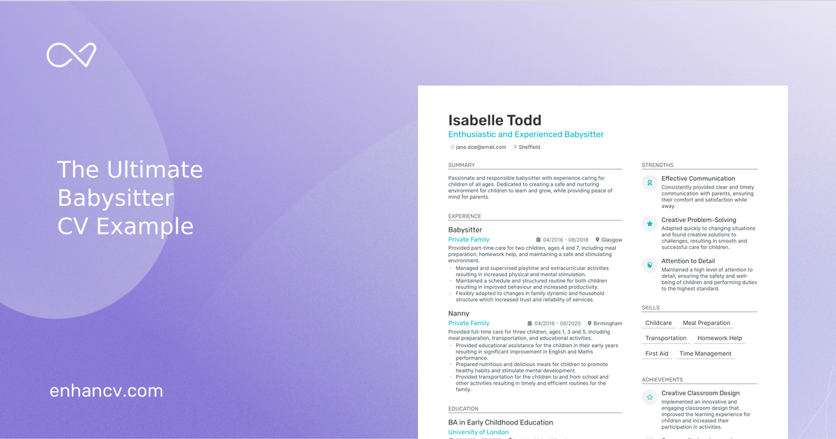 3 Babysitter CV Examples for 2023