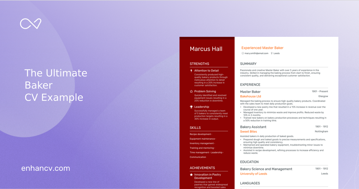 3 Baker CV Examples for 2024