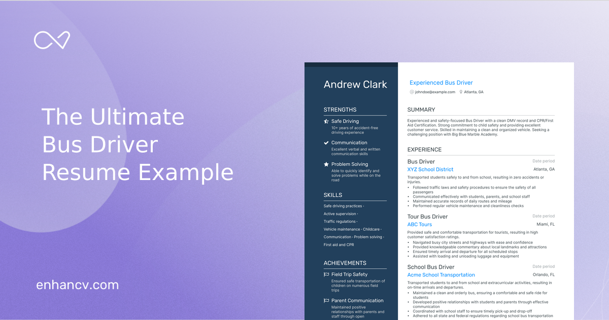 5 Bus Driver Resume Examples & Guide for 2023