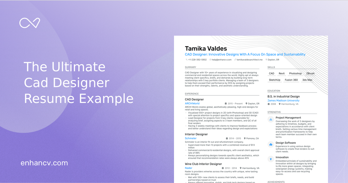 5 Cad Designer Resume Examples & Guide for 2023