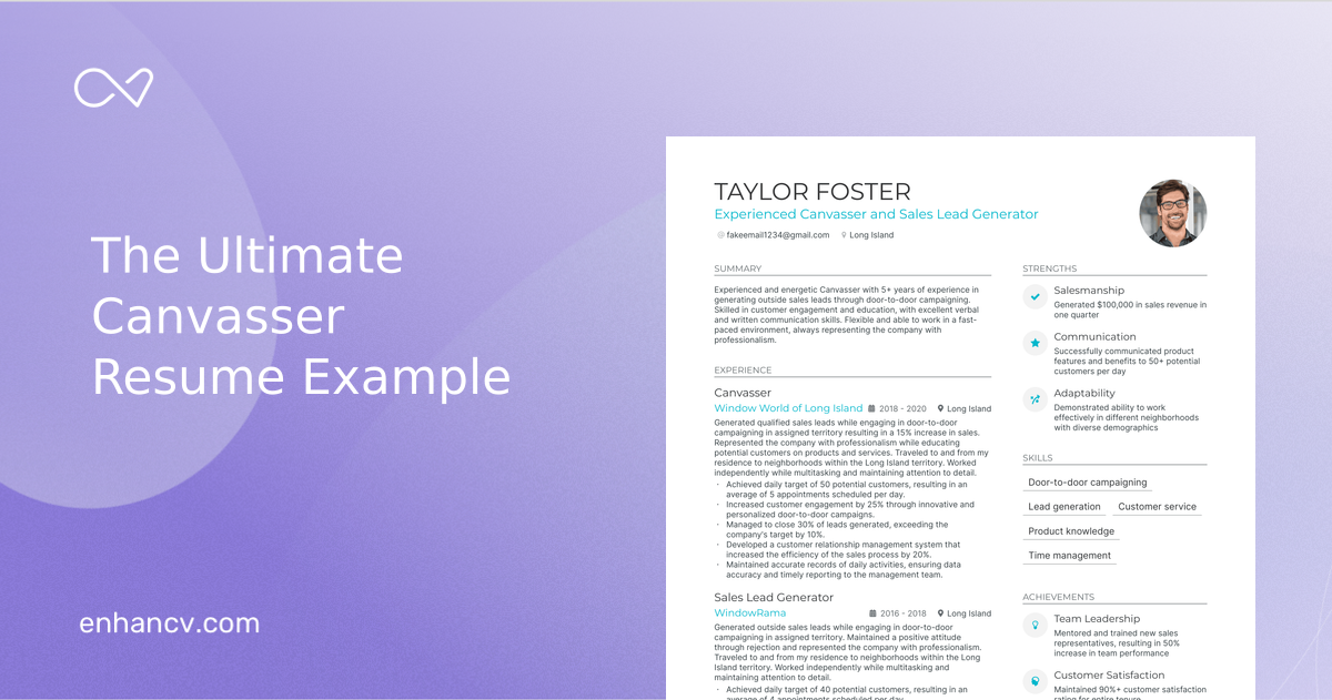5 Canvasser Resume Examples & Guide for 2023