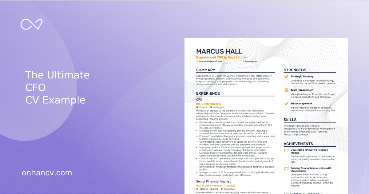 3 CFO CV Examples for 2023