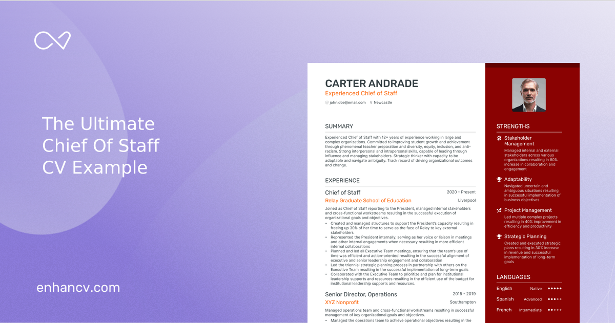3 Chief Of Staff CV Examples for 2023