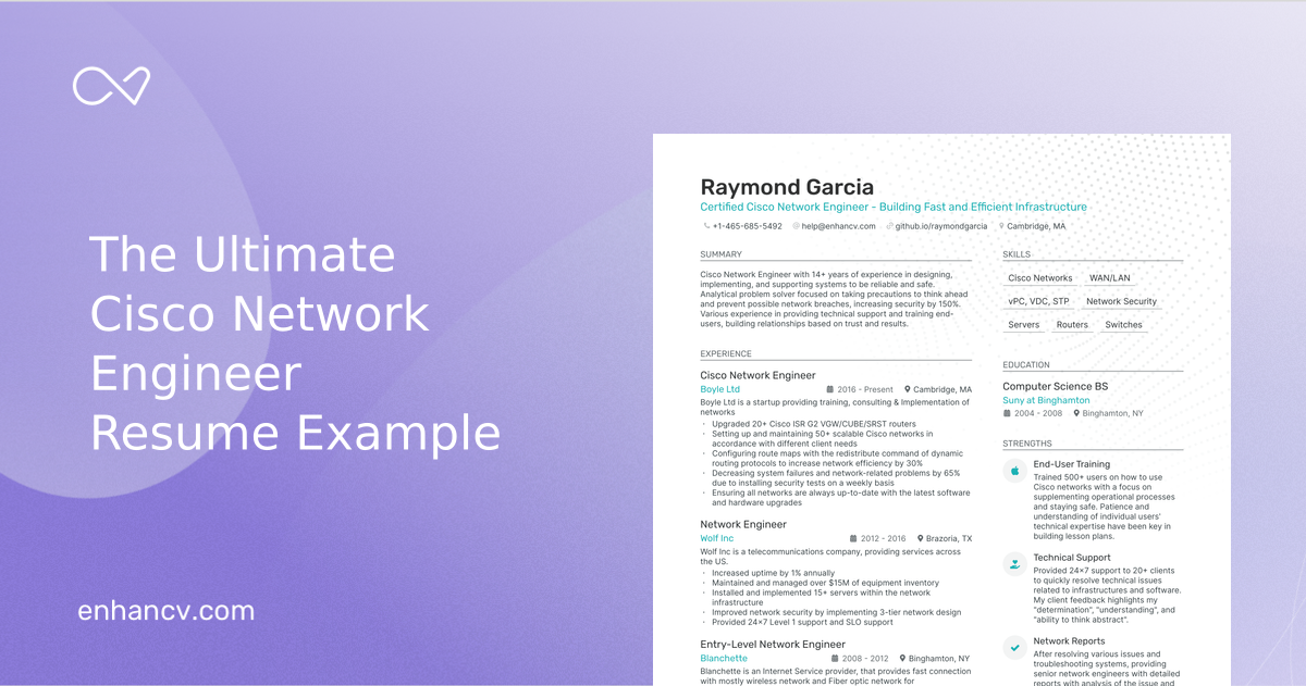 5 Cisco Network Engineer Resume Examples & Guide for 2023