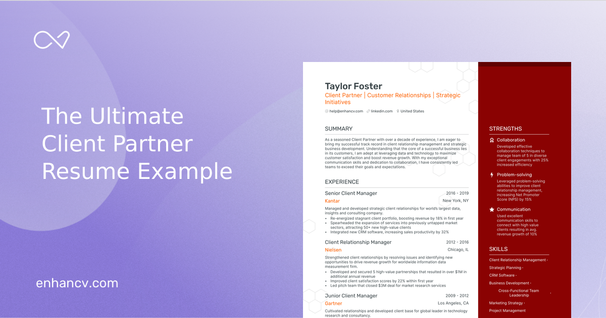 5 Client Partner Resume Examples & Guide for 2023