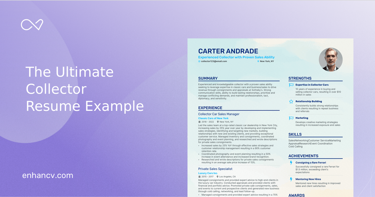 5 Collector Resume Examples & Guide for 2023