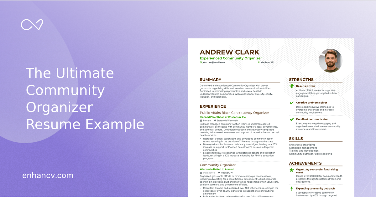 5 Community Organizer Resume Examples & Guide for 2023