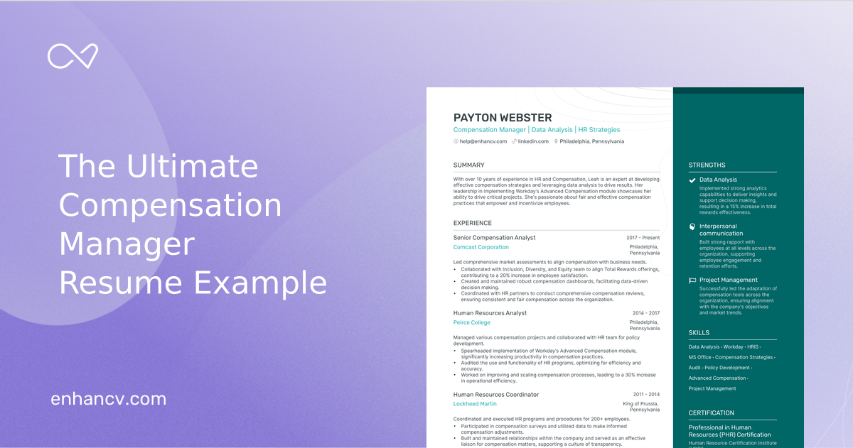 5 Compensation Manager Resume Examples & Guide for 2023