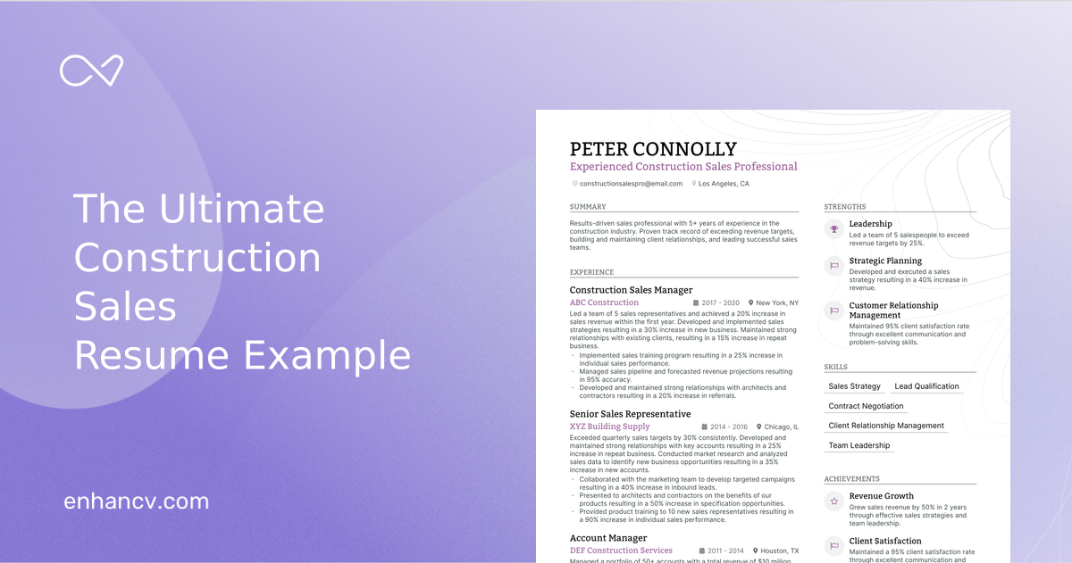 5 Construction Sales Resume Examples & Guide for 2024