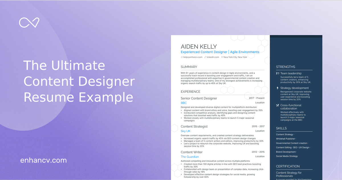 5 Content Designer Resume Examples & Guide for 2023