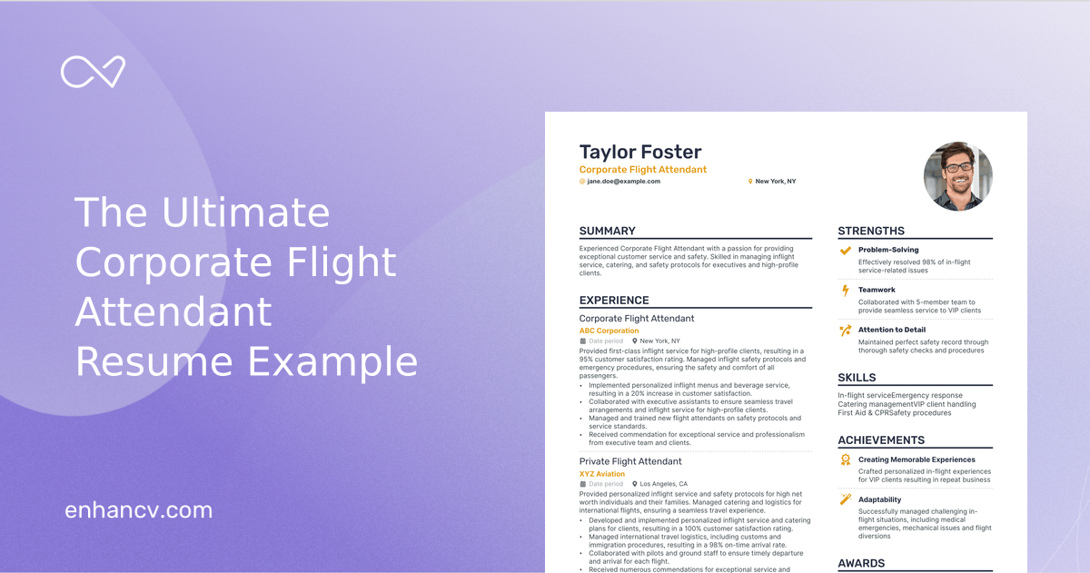 5 Corporate Flight Attendant Resume Examples & Guide for 2023