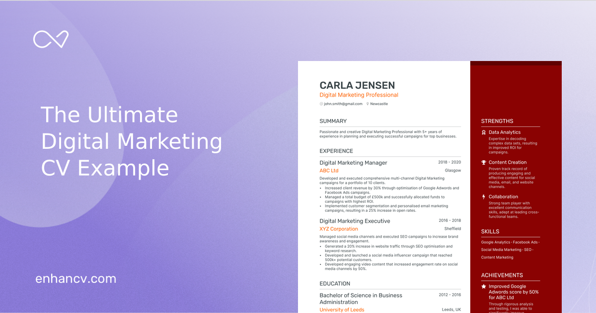 3 Digital Marketing CV Examples for 2023