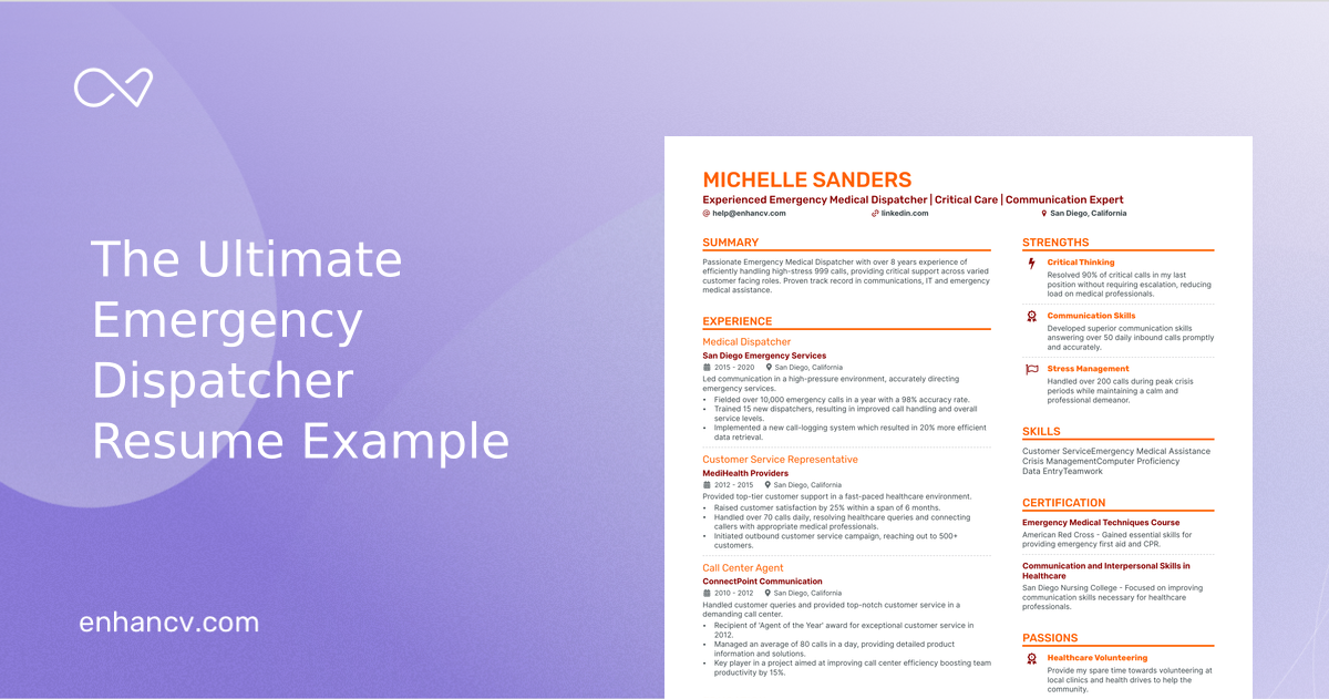 5 Emergency Dispatcher Resume Examples & Guide for 2023