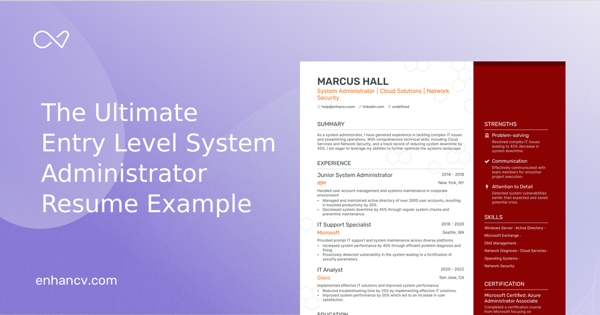 5 Entry Level System Administrator Resume Examples & Guide for 2023