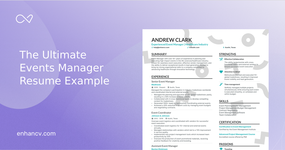 5 Events Manager Resume Examples & Guide for 2023