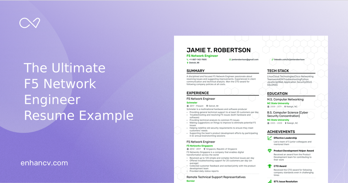 5 F5 Network Engineer Resume Examples & Guide for 2023