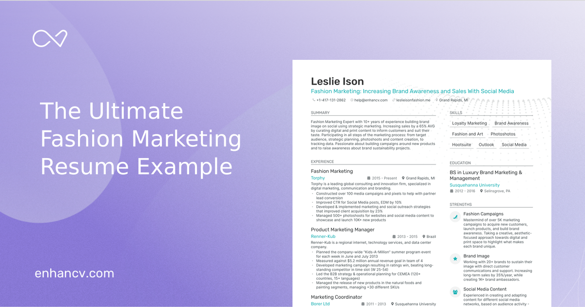 5 Fashion Marketing Resume Examples & Guide for 2023