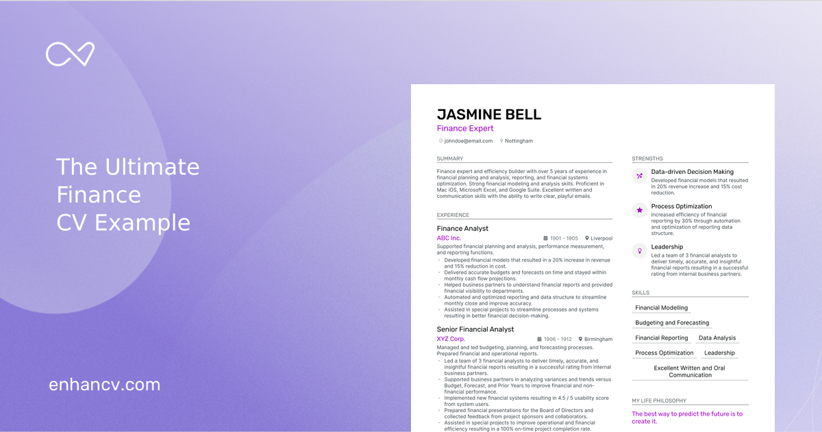 3 Finance CV Examples for 2024