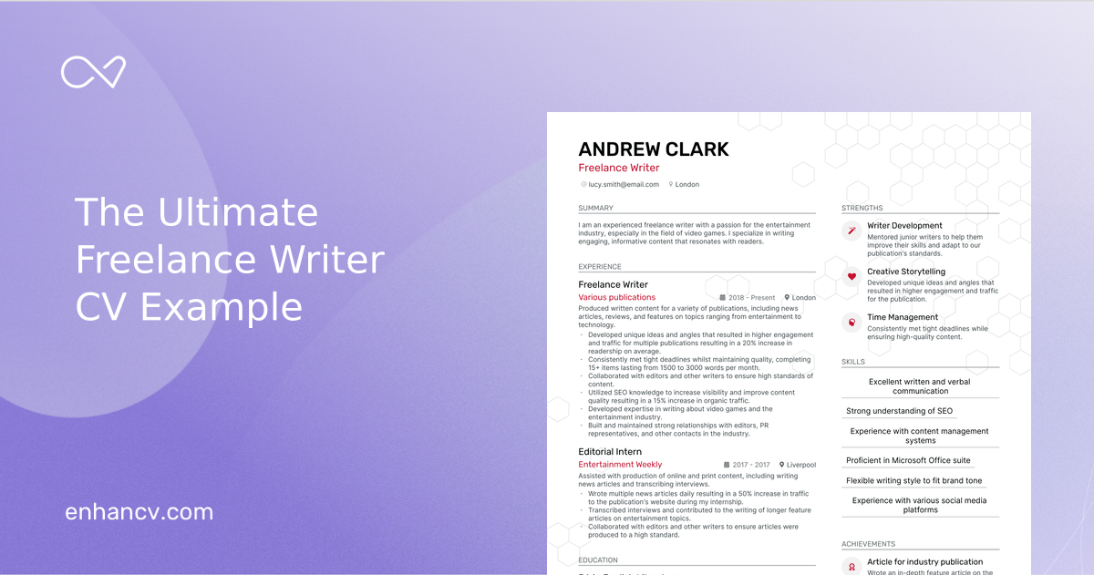 3 Freelance Writer CV Examples for 2024