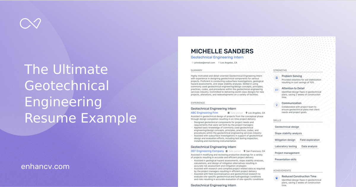 5 Geotechnical Engineering Resume Examples & Guide for 2023