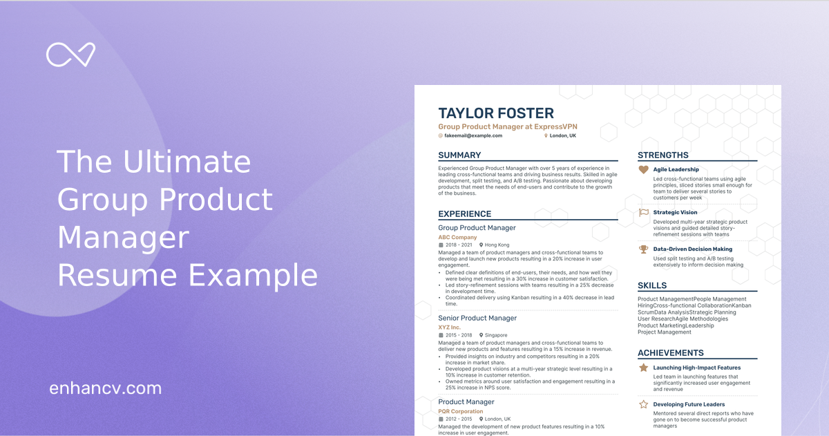 5 Group Product Manager Resume Examples & Guide for 2023