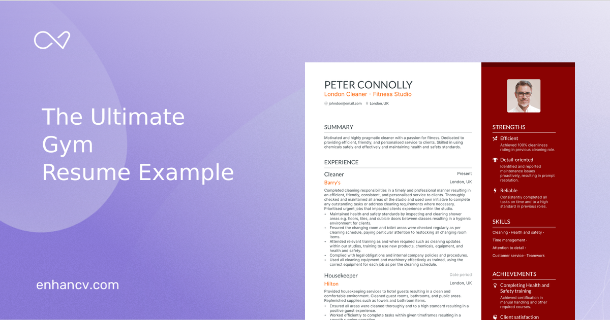 5 Gym Resume Examples & Guide for 2023