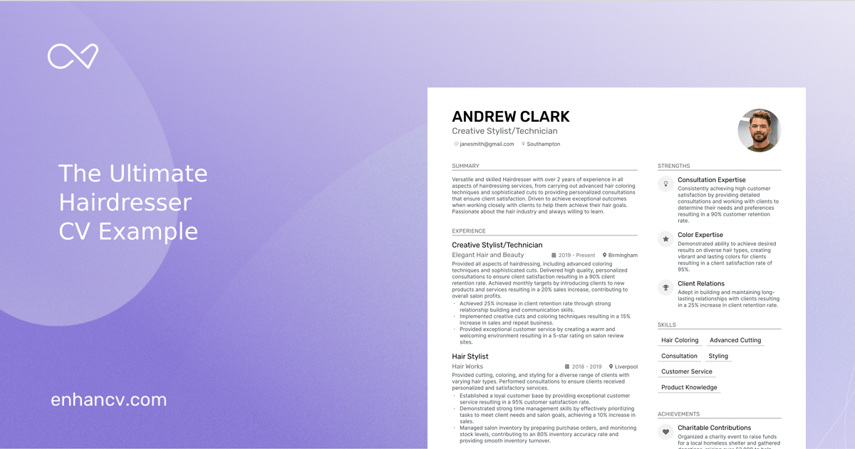 3 Hairdresser CV Examples for 2024