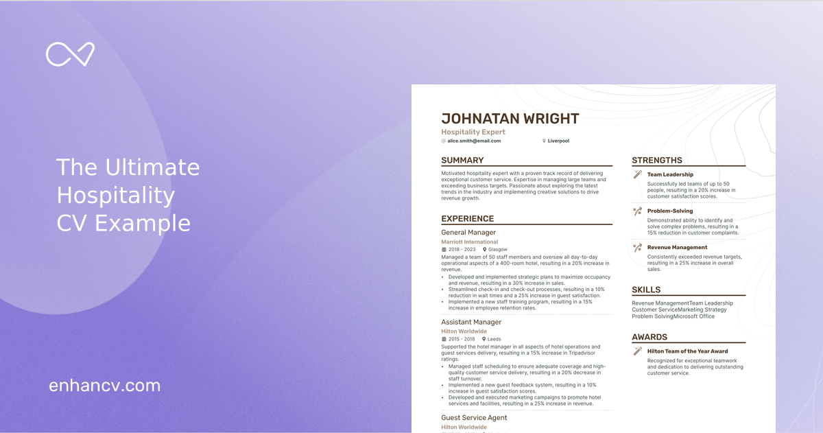 3 Hospitality CV Examples for 2023