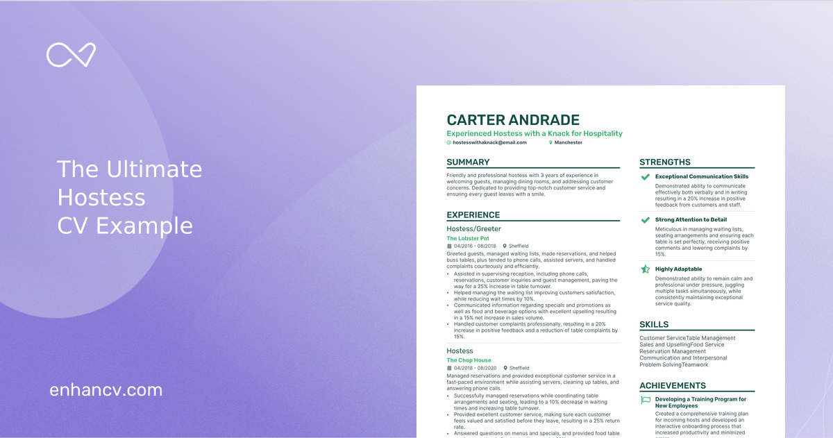 3 Hostess CV Examples for 2023