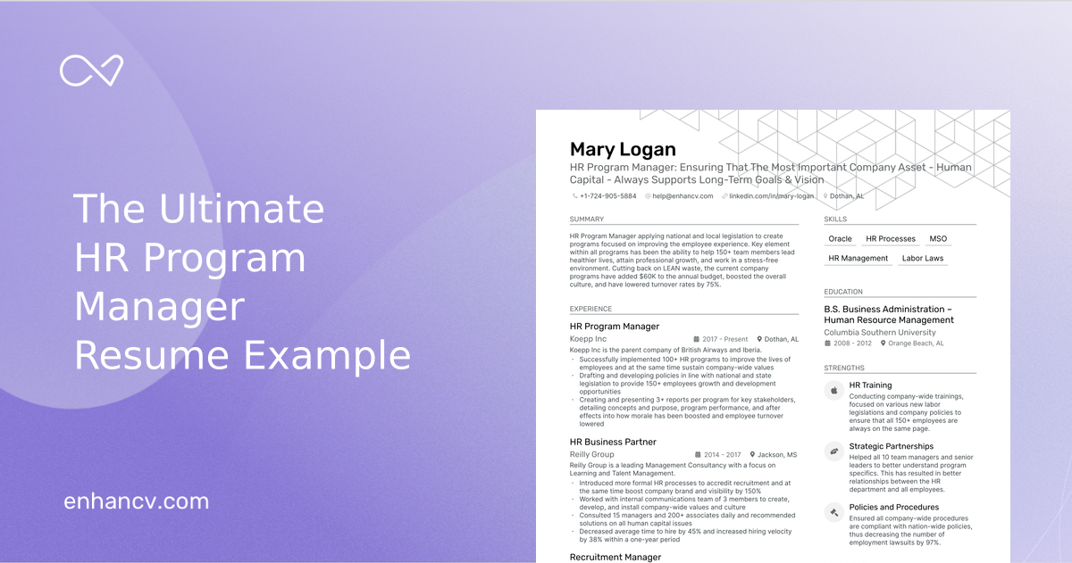 5 HR Program Manager Resume Examples & Guide for 2023