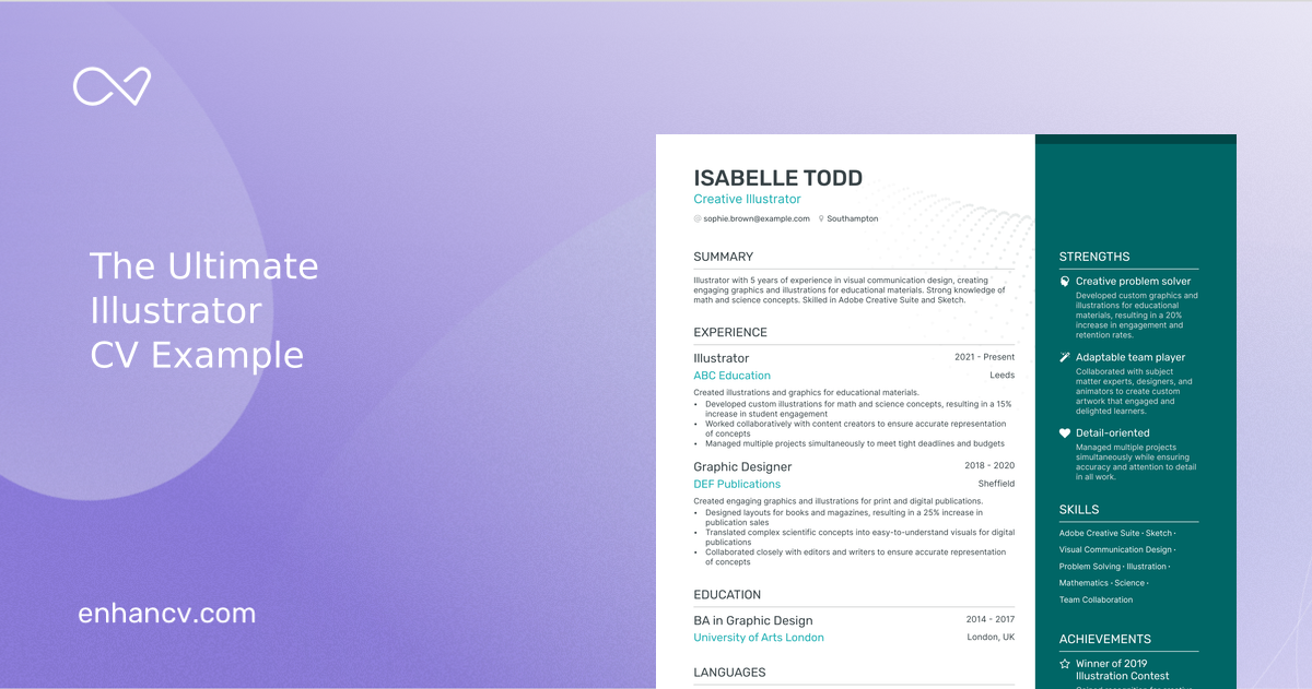 3 Illustrator CV Examples for 2024