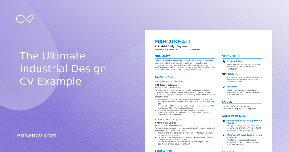 3 Industrial Design CV Examples for 2024
