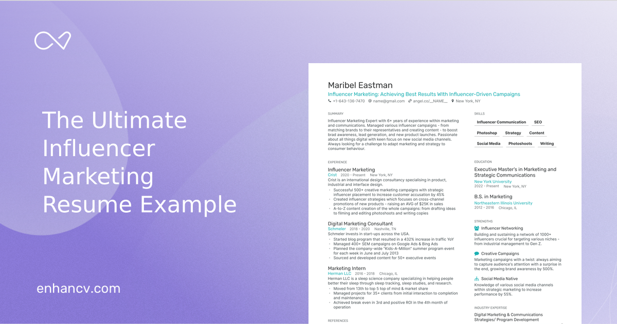 5 Influencer Marketing Resume Examples & Guide for 2023