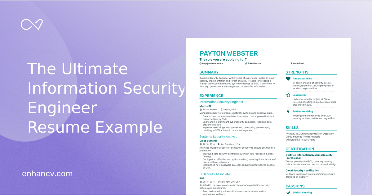 5 Information Security Engineer Resume Examples & Guide for 2023