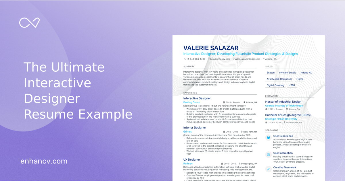 5 Interactive Designer Resume Examples & Guide for 2023