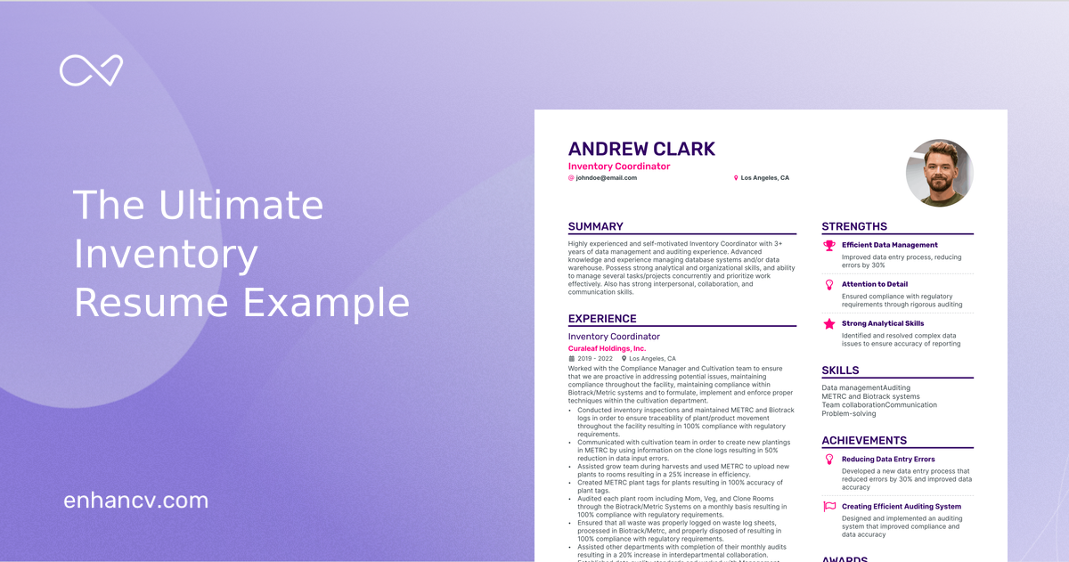 5 Inventory Resume Examples & Guide for 2024