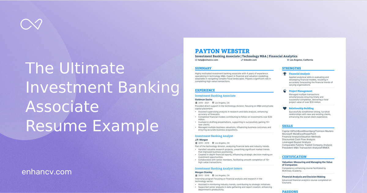 5 Investment Banking Associate Resume Examples & Guide for 2023