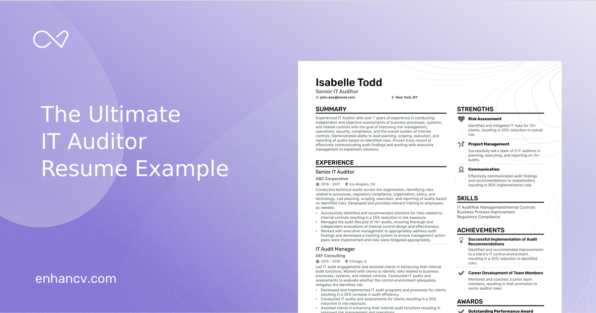 5 IT Auditor Resume Examples & Guide for 2023