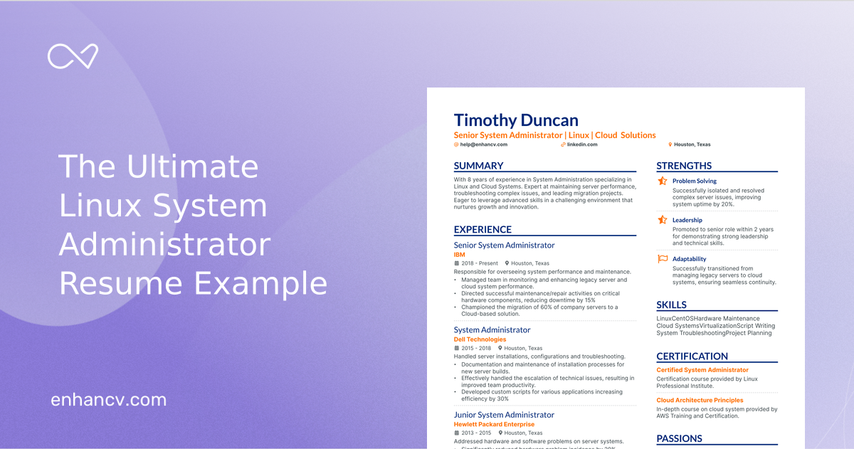 5 Linux System Administrator Resume Examples & Guide for 2023