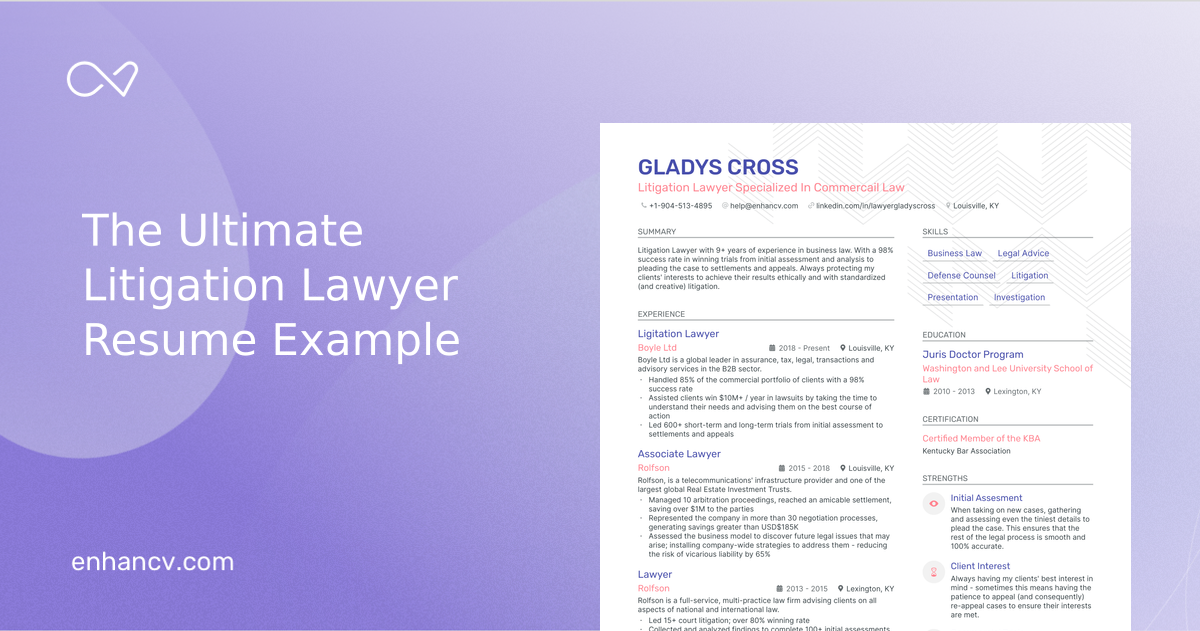 5 Litigation Lawyer Resume Examples & Guide for 2023