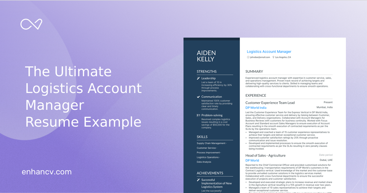 5 Logistics Account Manager Resume Examples & Guide for 2023