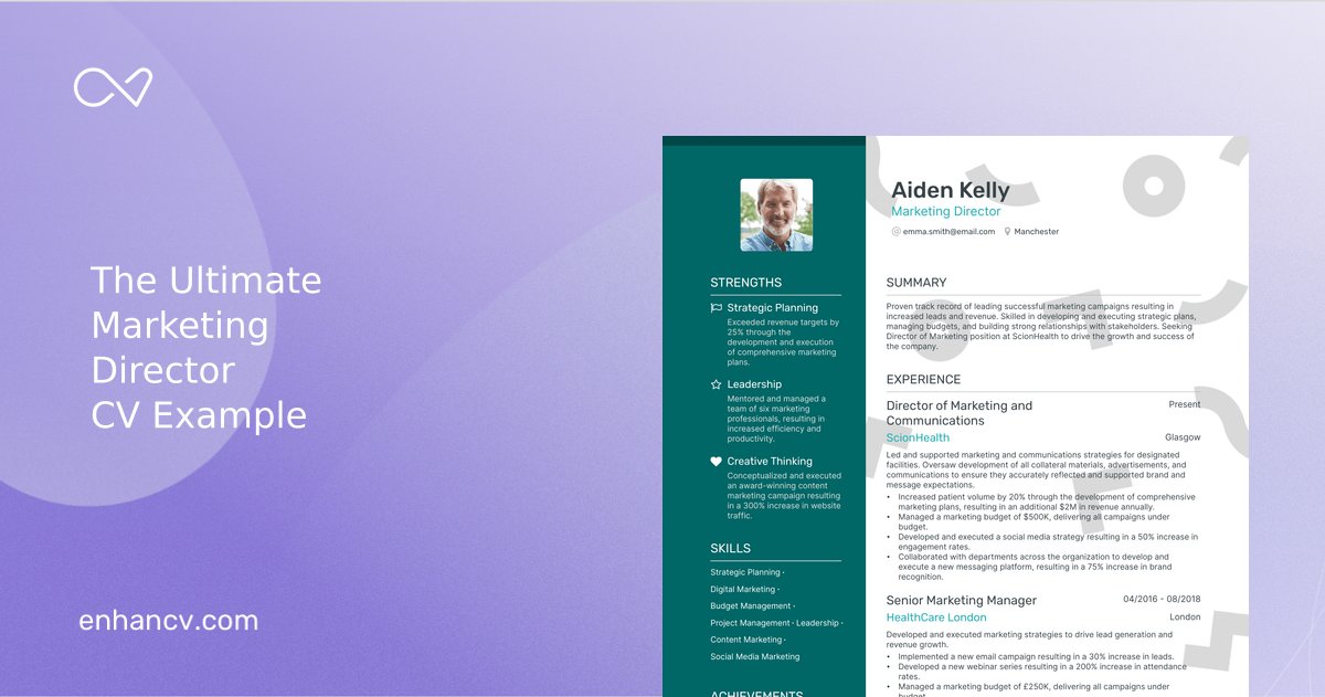 3 Marketing Director CV Examples for 2024