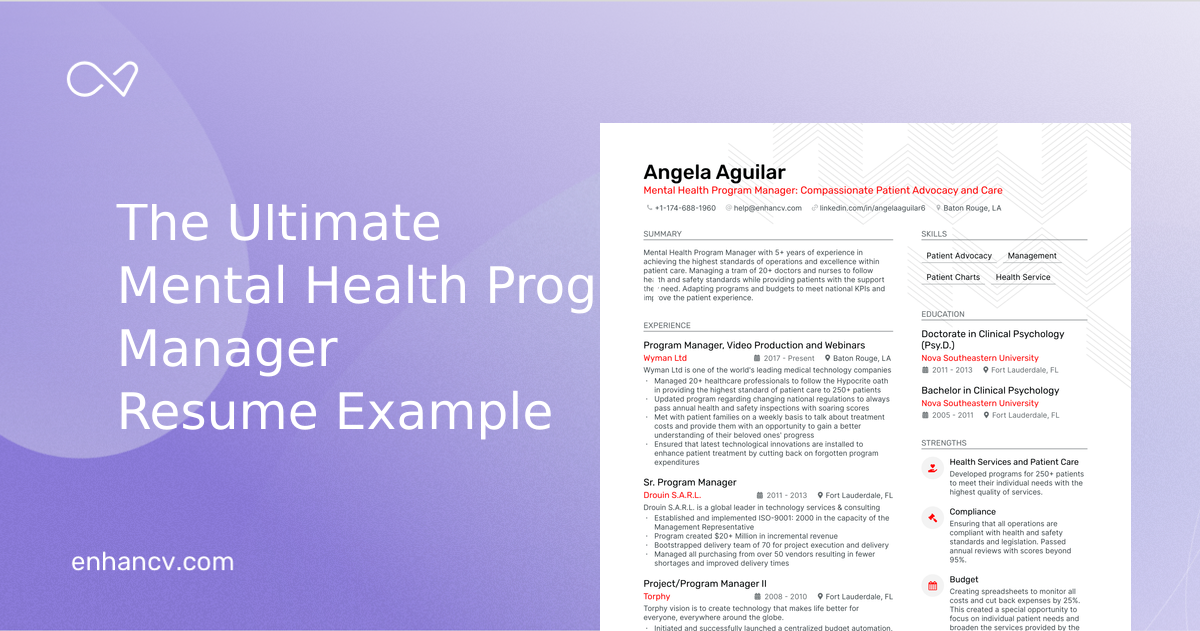 5 Mental Health Program Manager Resume Examples & Guide for 2023