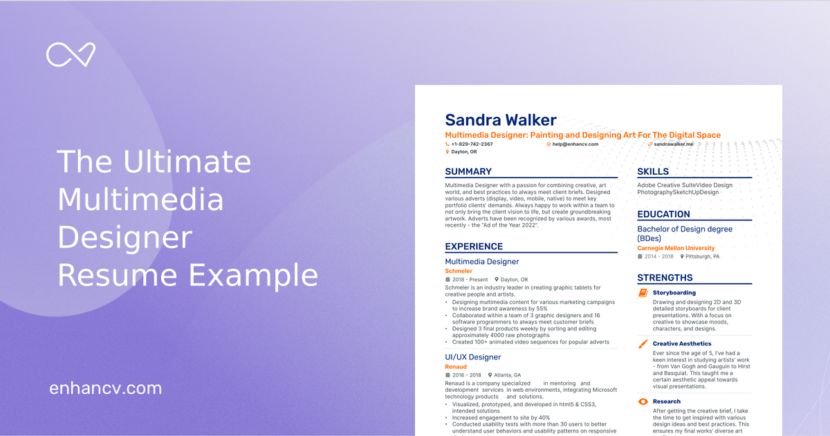 5 Multimedia Designer Resume Examples & Guide for 2023