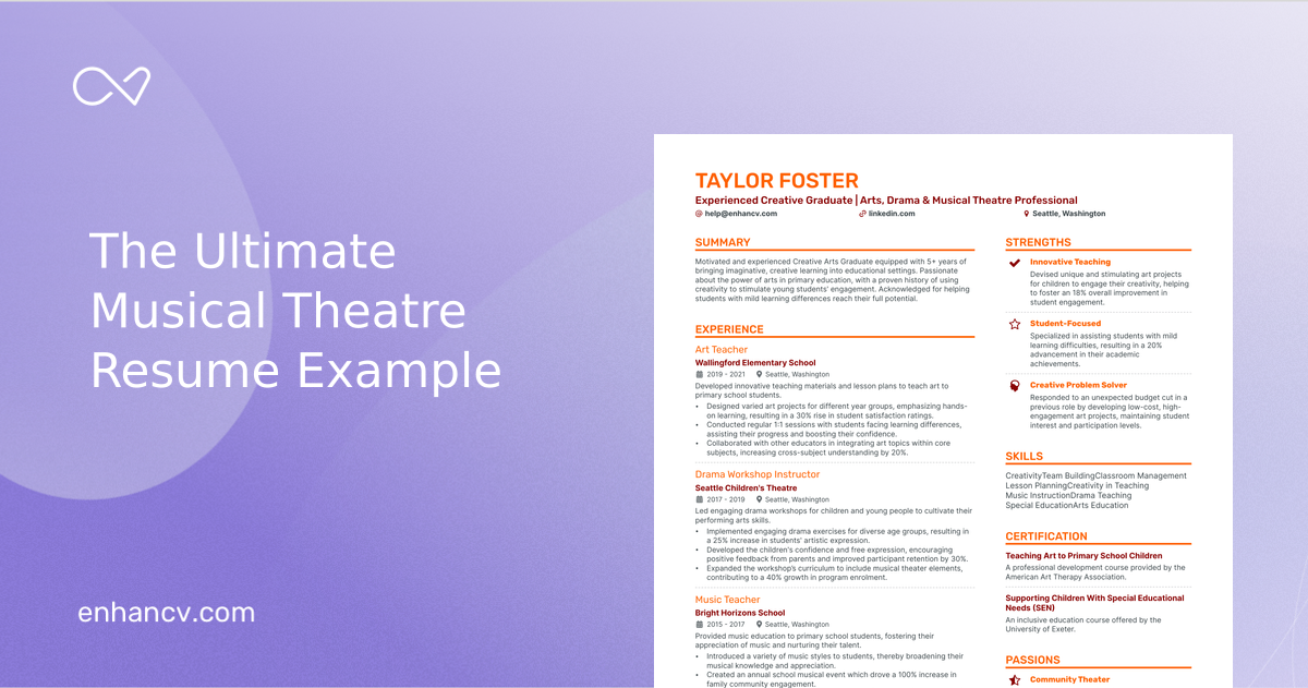5 Musical Theatre Resume Examples & Guide for 2023